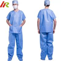 China Medical Non-Woven Disposable Scrub Set Hospital Uniform Suits With Short Sleeves Uniform Suit for sale