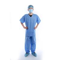 China Disposable Medical Scrub Suit Surgeon Suit Two Pieces Short Sleeve for sale