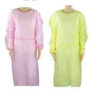 China Polypropylene 50 Gsm Frock With Waterproof Microporous Film Waterproof Disposable Chemo Gown Disposable Isolation Gowns for sale