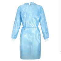 China Polypropylene 50 Gsm Frock With Waterproof Microporous Film Waterproof Disposable Chemo Gown Disposable Isolation Gowns for sale