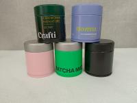 China Silver Black White Metal Tinplate Matcha Powder Tin for Coffee Packaging Screw Cap Sealing for sale