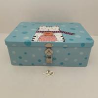 China 240*175*85mm Square Tin Box With Lock Key Rectangle Metal Tinplate Container For Food Gift for sale