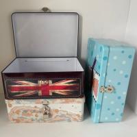 China Lock Key Square Rectangle Tin Box Metal Tinplate Container Size L240*W175*H85mm for Food Gift Cookie Craft Cosmetic for sale