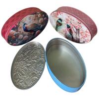 China Embossed Oval Food Tin Box L250*W150*H56mm Metal Container for Biscuit Cake Candy Snack for sale