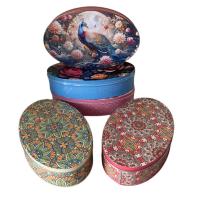 China Oval Round Gift Box Tin Metal Container 250*150*56mm For Biscuit Chocolate Snack for sale