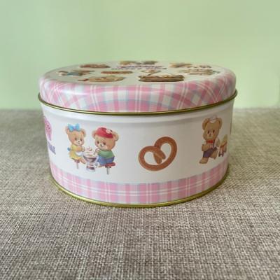 China Diameter 135mm Round Biscuit Food Tin Box Cartoon Print For Cake Bread Candy Chocolate for sale