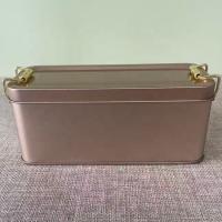 China Snap Lock Small Rectangle Tin Box L150xW60xH60mm Golden Pink Silver Tinplate Cans for Pineapple Cakes Bread for sale