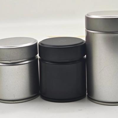 China 100ml Screw Top Tinplate Metal Storage Tin Cans Black Plating For Tea Candle Aerosol Perfume for sale