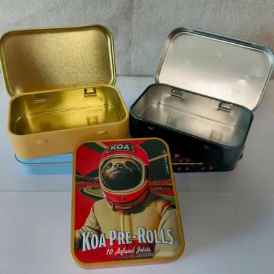 China Hinged Metal Tin Can Custom Logo Rectangle Aluminum Tins with Screw Lid Tinplate Cosmetic Jar Cans for sale