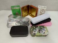 China Hinged Metal Tin Can Custom Logo Rectangle Aluminum Tins with Screw Lid Tinplate Cosmetic Jar Cans for sale