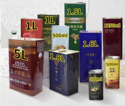 China 500ml 5L Oil Tin Cans Metal Liquid Packaging Seam Welded with Lid Painted for Olive Oil for sale