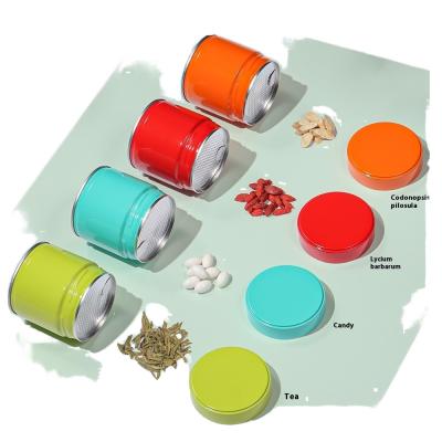 China Round Tinplate Tin 30g 60g Matcha Powder Tin Easy Peal No Machine Sealing Matcha Box for sale