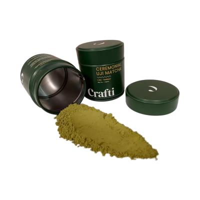 China Metal Round Tinplate Matcha Powder Tin 80g 100g Food Grade Containers Coffee Candy Tea Package for sale