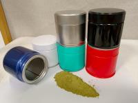 China Metal Round Tinplate Matcha Powder Tin 80g 100g Food Grade Containers Coffee Candy Tea Package for sale