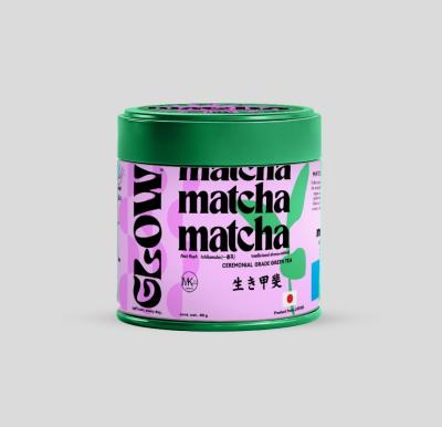 China Custom Engraving 30g 50g Tea Tin Cans Metal Box 60g 80g 100g Round Matcha Storage Tin for sale