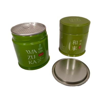 China Airtight Round Tinplate Candy Tea Coffee Matcha Container For Food Storage Metal Tin Can for sale