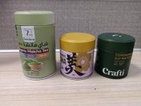 China Airtight Round Tinplate Candy Tea Coffee Matcha Container For Food Storage Metal Tin Can for sale