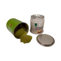 China 30g Easy Open Ring Pull Metal Can Black Round Welding Matcha Tin 50g Tea Jar in White Silver Black for Storage for sale