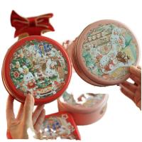 China Christmas Festival Metal Gift Round Tinplate Box Matte Finish Food Storage Can for Pizza Storage for sale