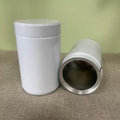 China White Round Matcha Tea Tin Cans Powder 100g 120g Tinplate Airtight Coffee Cans for sale