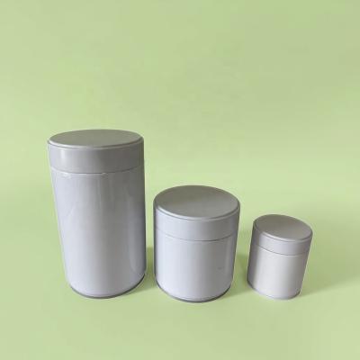 China White Round Matcha Tea Tin Cans Powder 90g 100g 120g Food Grade Coffee Tinplate Airtight Offset Printing for sale