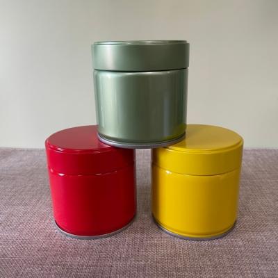 China 50g 60g Matcha Tea Tin Cans Coffee Powder Green White Yellow Round Tinplate Food Grade Packaging for sale