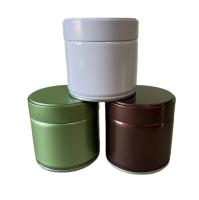 China Green Round Matcha Powder Tin Cans Easy Open Foil Seal with Screw Cap Tea Coffee Storage for sale