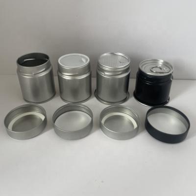 China 20g 30g Food Matcha Tea Powder Tin Cans Silver Black Tinplate Cans D60*H 60/68mm for sale