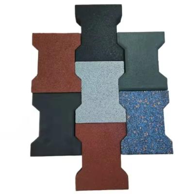 China Recycled Rubber H-shaped Floor Tile 200x160mm EPDM Granule Outdoor Anti Slip Mat for sale