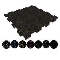 China 1000x1000mm Eco-Recyclable Interlocking Rubber Mats 15-50mm Thick Anti-Slip Noise-Reducing Gym Flooring for sale
