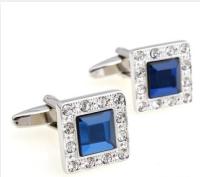 China Custom Logo Crystal Zinc Alloy Cufflinks 2cm Corporate Business Gifts for sale