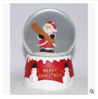 China Customizable Resin Glass Christmas Snow Globe 8x11cm LED Santa Figurine Party Gift for sale
