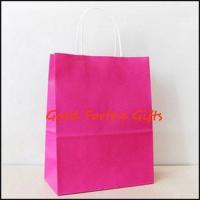 China Eco Friendly Recycled Kraft Paper Tote Bag with Handles for Food Take Out Medium Size for sale