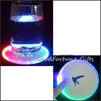 China Customed round pp led light waterproof plastic led coaster for party wedding bar for sale