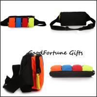 China Custom Logo Coloured Canvas Waist Bag 4 Compartments with Zipper and Belt 33x6x13cm for sale