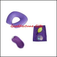 China Memory Foam Travel Pillow Set 3 Piece with Eyeshade 30x33x10cm Eco-Fiber for sale