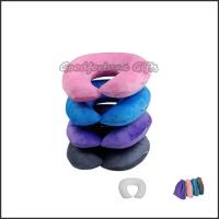 China Custom Logo Plush Inflatable Travel Pillow 33x10cm for Home Office Health Support for sale