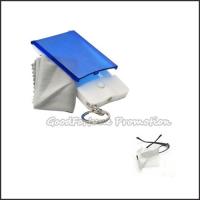 China Custom Logo Eyeglass Lens Cleaning Cloth Keychain Holder Box 9x5cm with Button for sale