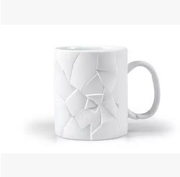 China Cracked Ceramic Coffee Mug 11 oz Promotional Gift Custom Logo Modern Design White for sale