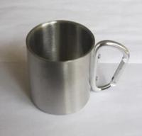 China Portable Stainless Steel Carabiner Mug 220ml Lightweight Outdoor Cup with Clip for sale