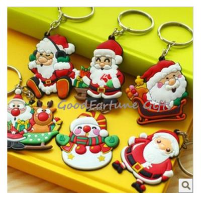 China Soft Rubber Christmas Personalised Keyring Customized Silicon Santa Clause for sale