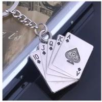 China Custom Metal Poker Playing Cards Keychain Keyrings 8.5x5.5cm Stainless Steel for sale