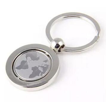 China Metal Rotary Earth Keychain 3 Inch Double-Sided Design Durable Metal Keyring for Keys ID Cards for sale