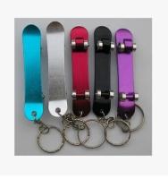 China Metal Skateboard Bottle Opener Keychain Durable 2-in-1 Keyring for Daily Use for sale