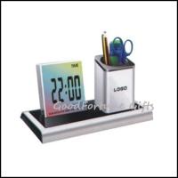 China Personalized ABS Pen Holder with Alarm Clock and Paper Clip Organizer 14.5cm Business Gift for sale