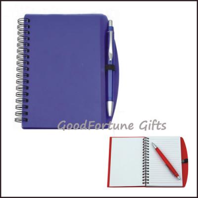 China Eco PP Spiral Bound Notebook 13x15.5cm with Pen Holder Custom Logo Promotional Gift for sale