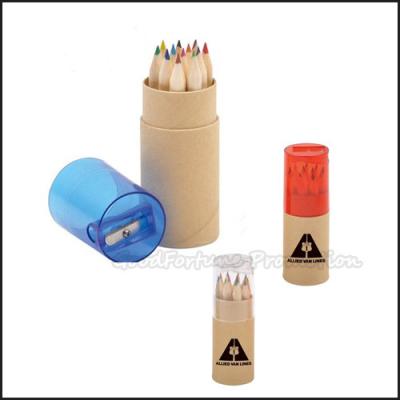 China 12pcs Set Printed Logo Eco Wooden Coloured Pencil With Sharpener for sale