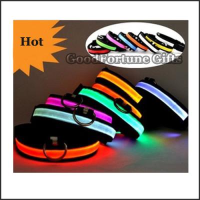 China High Brightness Rechargeable LED Flashing Dog Collar Polyester Pet Safety Light S M L XL for sale