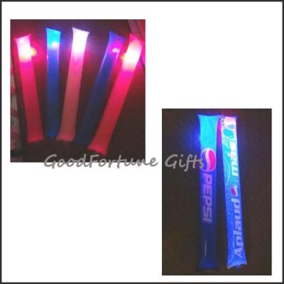 China LED PE Inflatable Cheering Sticks 10x60cm Custom Logo Festival Glow Clappers for sale