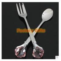China Diamond Shape Stainless Steel Fork and Spoon Set 16cm Travel Camping Kids Cutlery for sale
